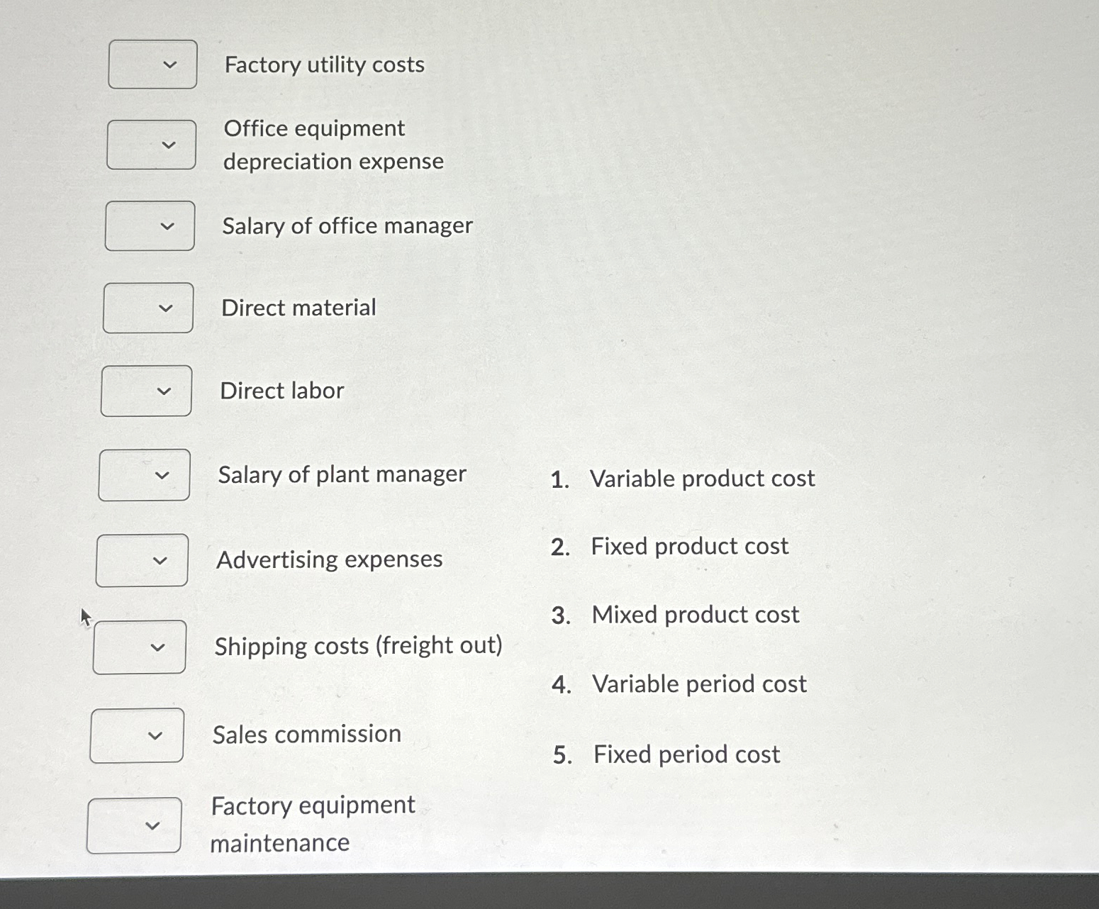 Solved Factory utility costsOffice equipment depreciation | Chegg.com