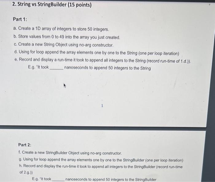 Solved Part 1: a. Create a 1D array of integers to store 50 | Chegg.com