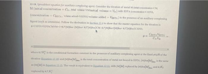 12-19. Auxiliary complexing agent, Use the equation | Chegg.com