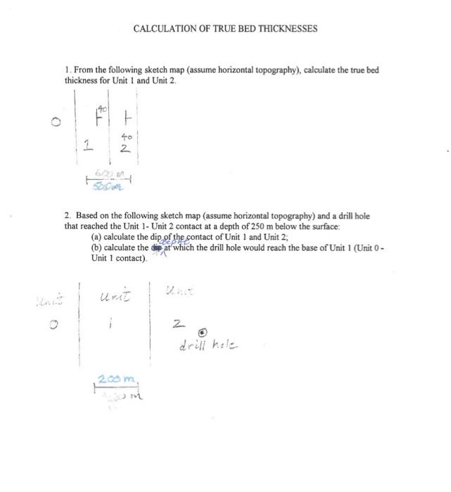 Solved V. CALCULATION OF TRUE BED THICKNESSES (see examples) | Chegg.com