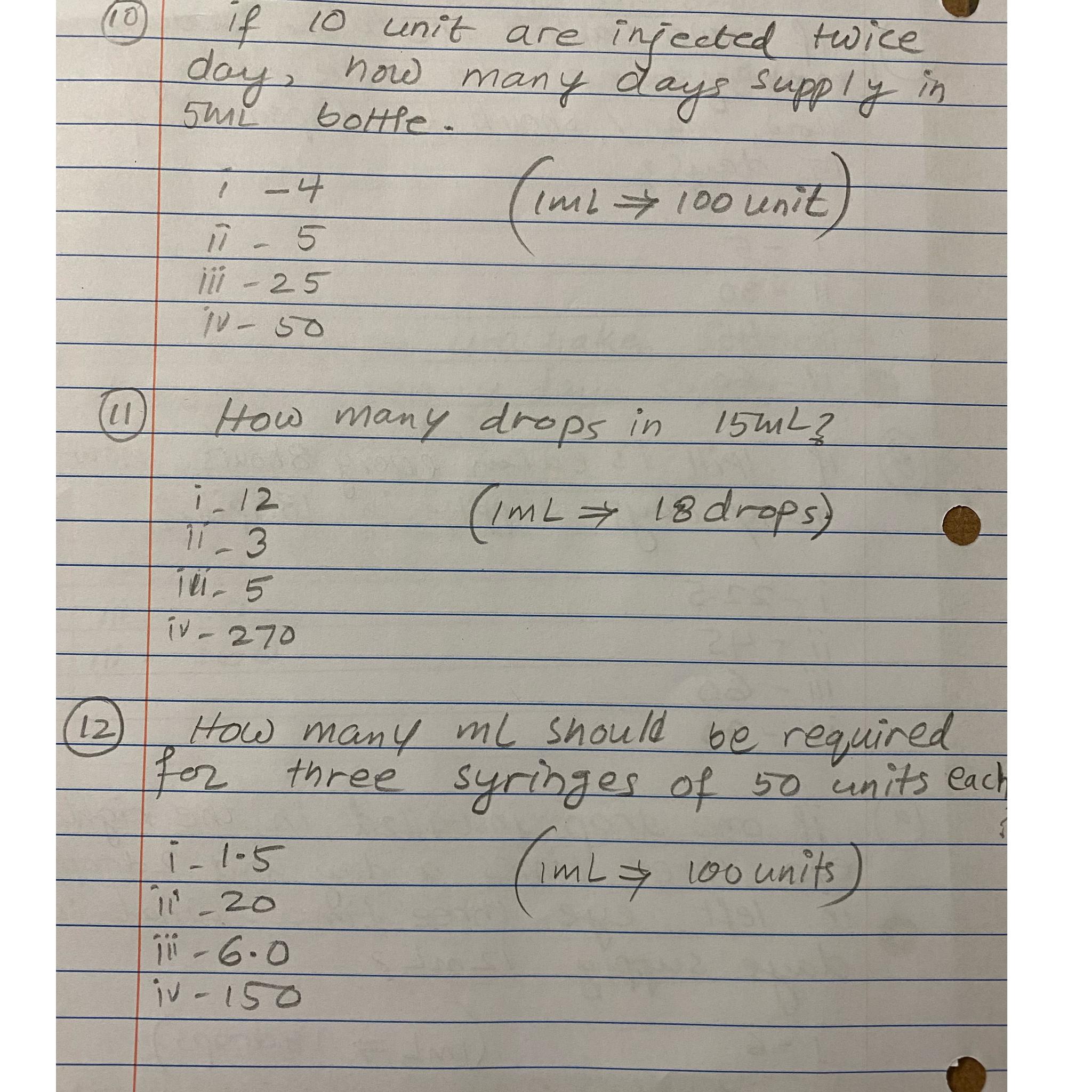 Solved (10) ﻿If 10 ﻿unit are injected twice day, how many | Chegg.com