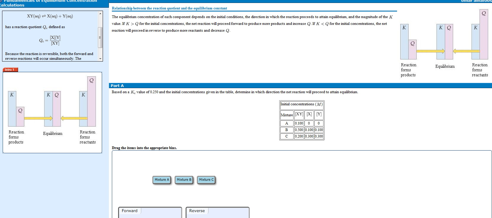 Solved XY(aq) X (aq) + Y(aq) has a reaction quotient Qc | Chegg.com