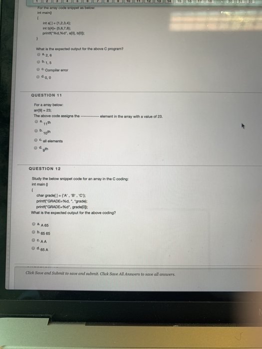 Solved For the array code snippet as below int main Intal] = | Chegg.com