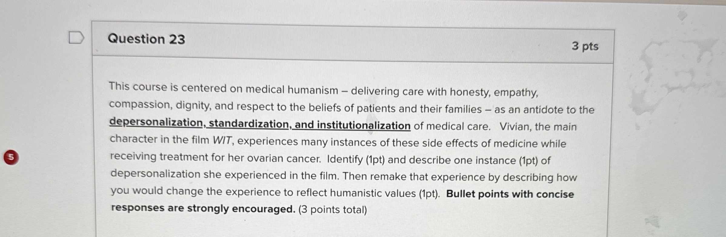 Solved Question 233 ﻿ptsThis course is centered on medical | Chegg.com