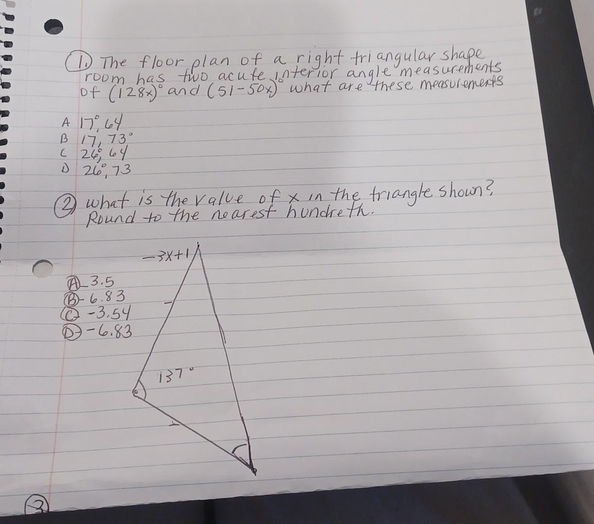 Solved (1.) The floor plan of a right triangular shape room | Chegg.com