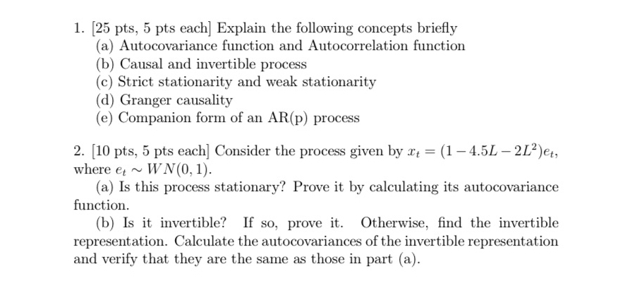 Solved [25 ﻿pts, 5 ﻿pts each] ﻿Explain the following | Chegg.com