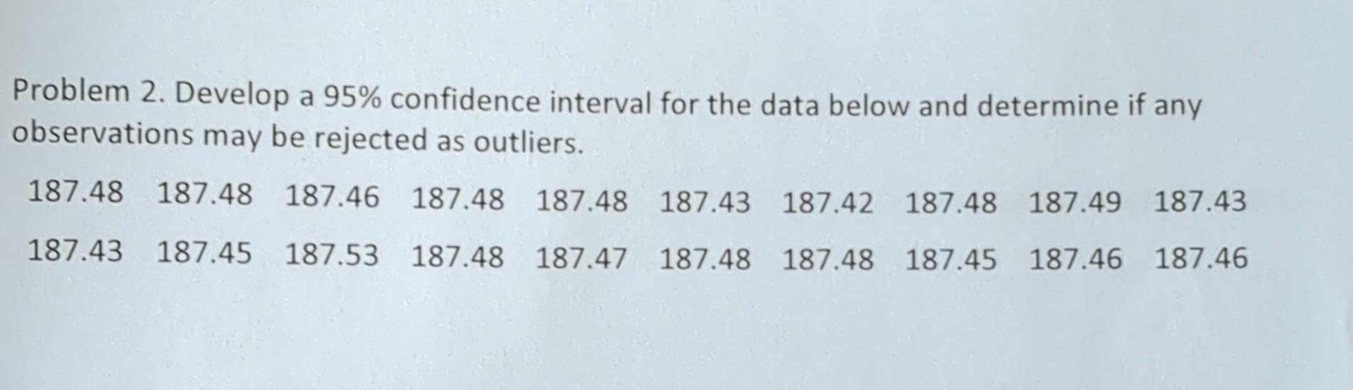 Solved Problem 2. Develop a 95% confidence interval for the | Chegg.com