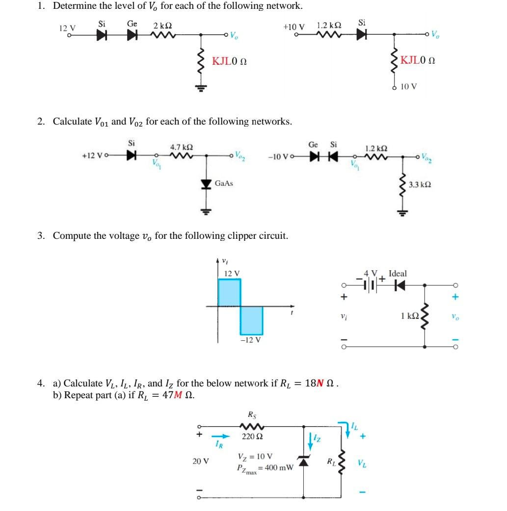 2. Calculate V01 and V02 for each of the following | Chegg.com
