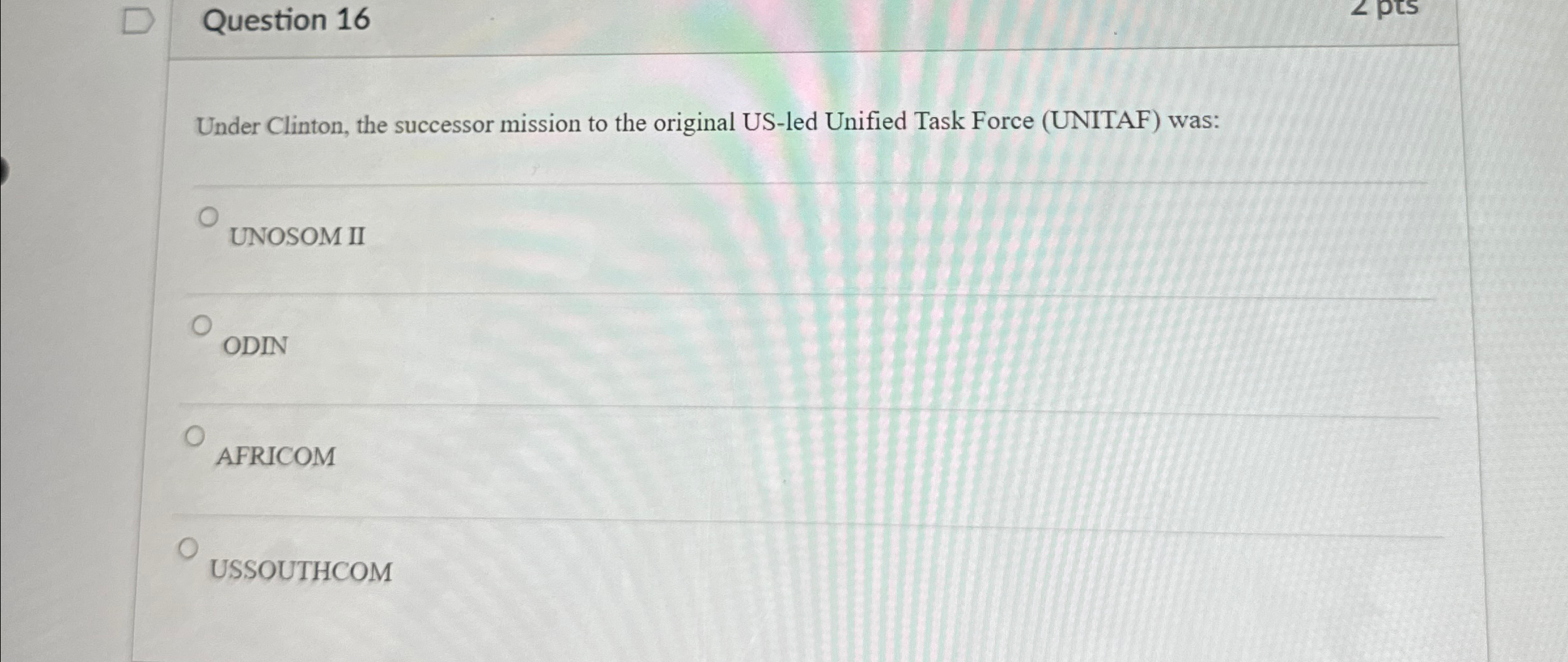 Solved Question 16Under Clinton, the successor mission to | Chegg.com
