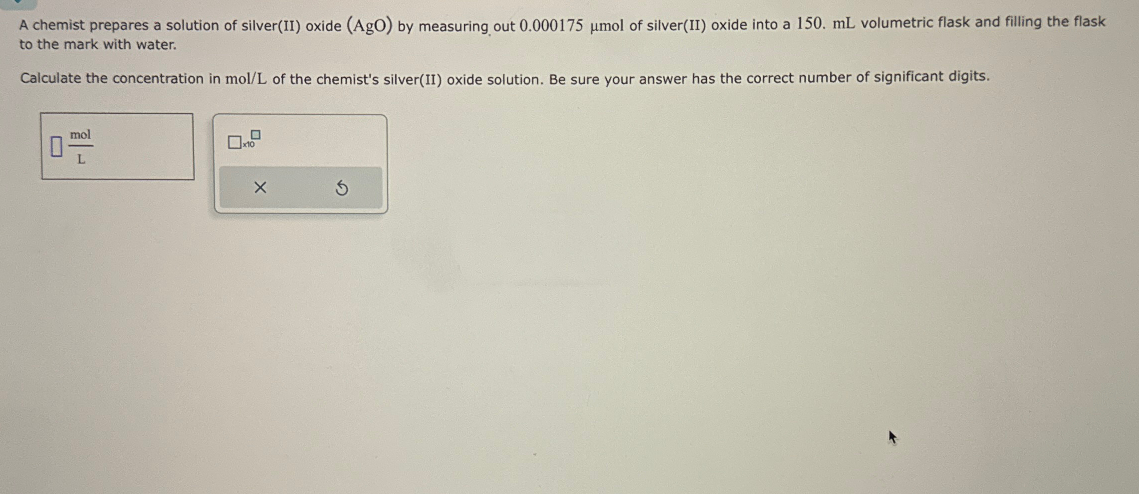 Solved A chemist prepares a solution of silver(II) ﻿oxide ( | Chegg.com
