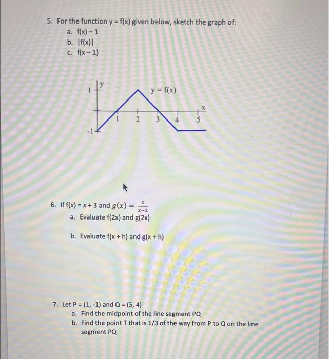 Solved 5. For the function y=f(x) given below, sketch the | Chegg.com