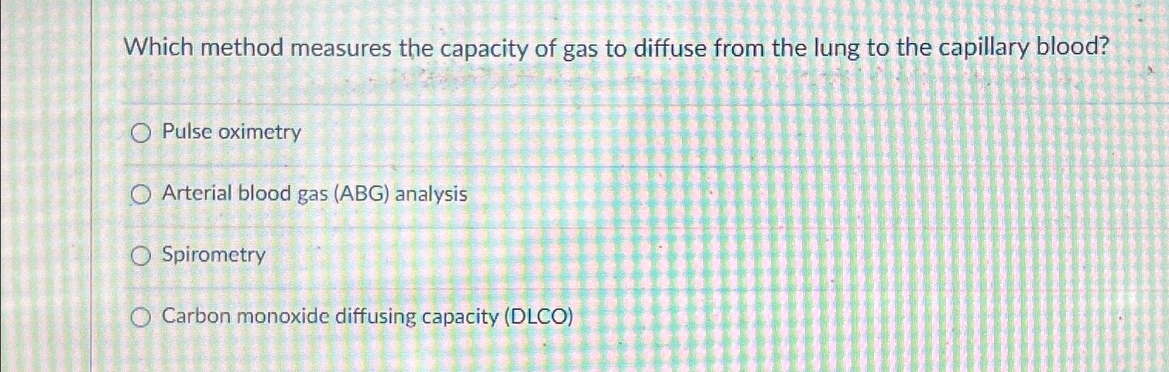 Solved Which method measures the capacity of gas to diffuse | Chegg.com