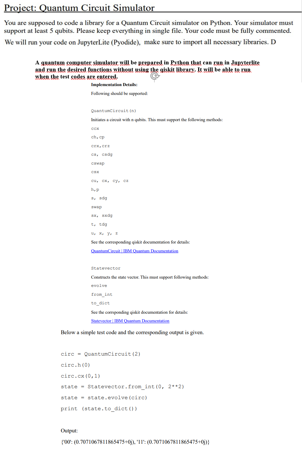 Solved Project: Quantum Circuit Simulator You are supposed | Chegg.com
