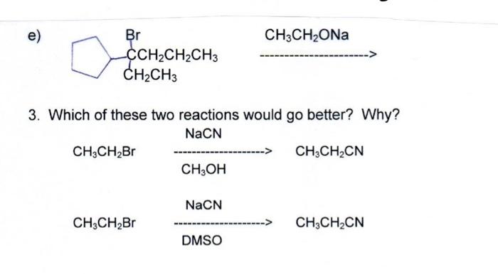 Solved e) CH3CH2ONa Br CCH2CH2CH3 CH2CH3 3. Which of these | Chegg.com
