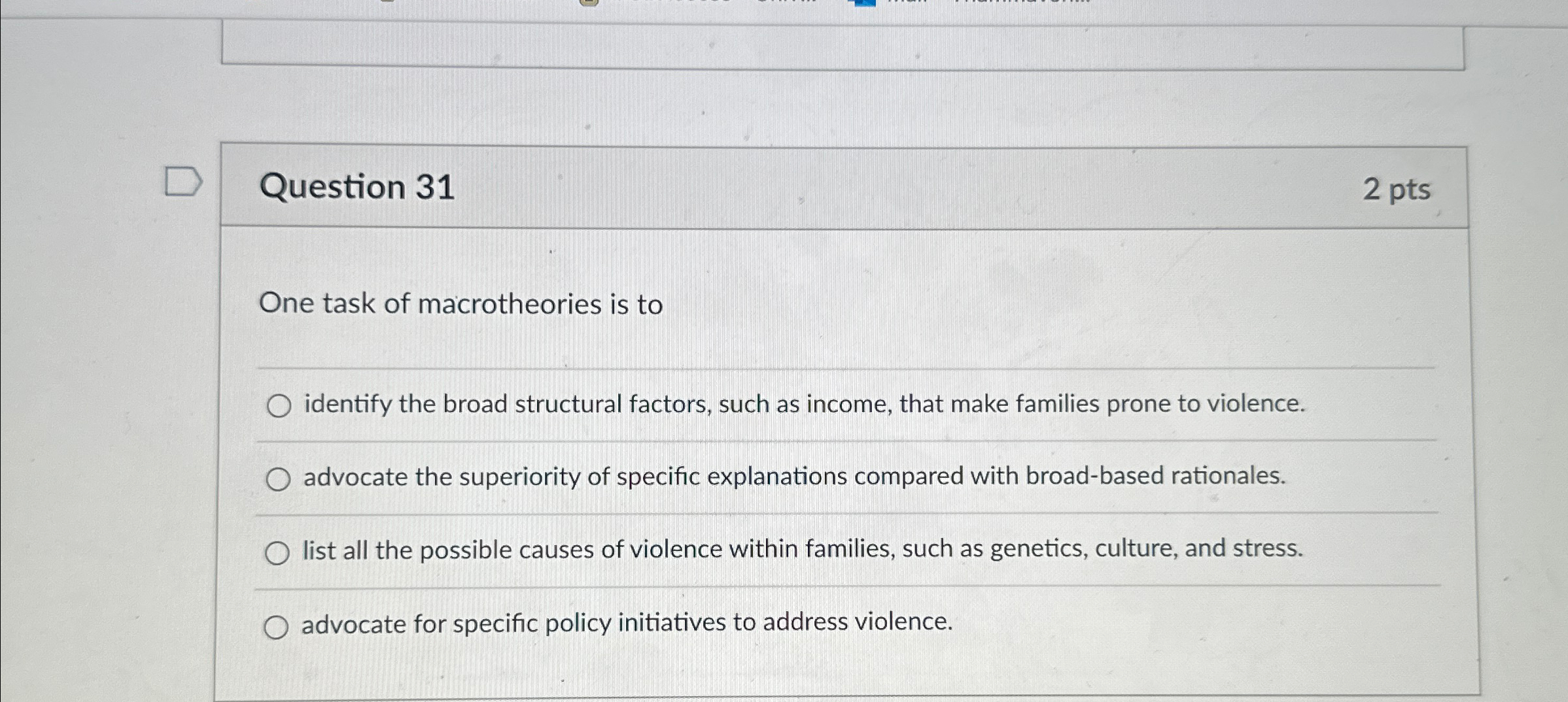 Solved Question 312 ﻿ptsOne task of macrotheories is | Chegg.com