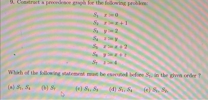 Solved 9. Construct a precedence graph for the following | Chegg.com