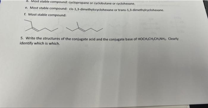 Solved e. Most stable compound: cis-1,3-dimethylccyclohexane | Chegg.com