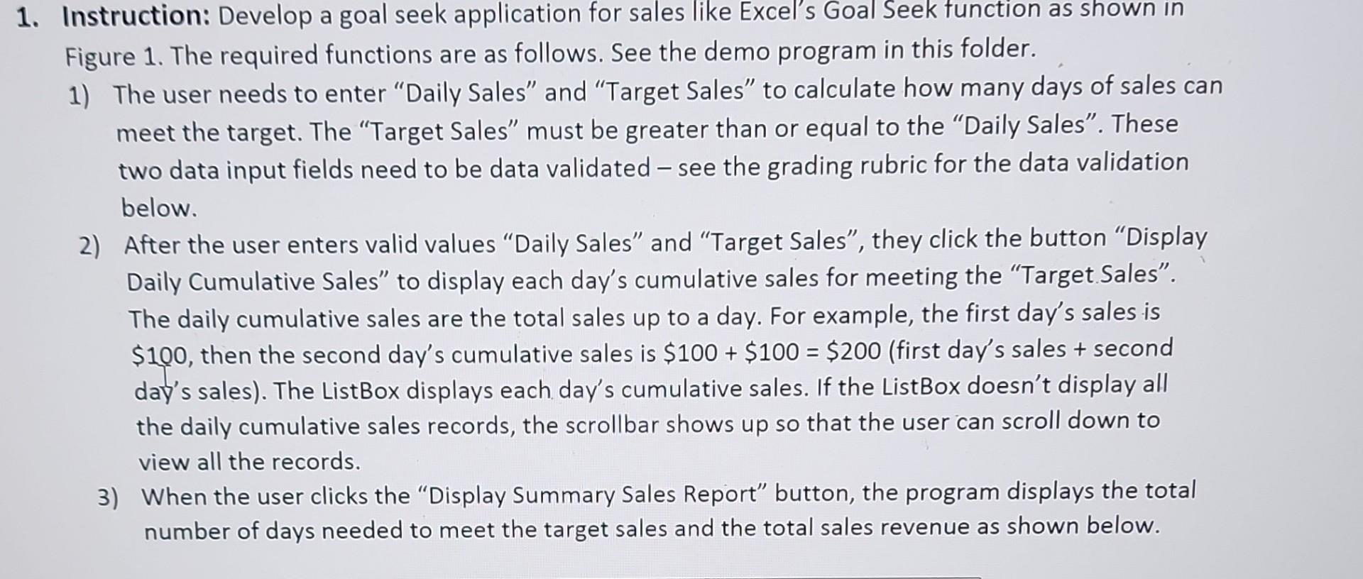 Solved 1. Instruction: Develop a goal seek application for | Chegg.com