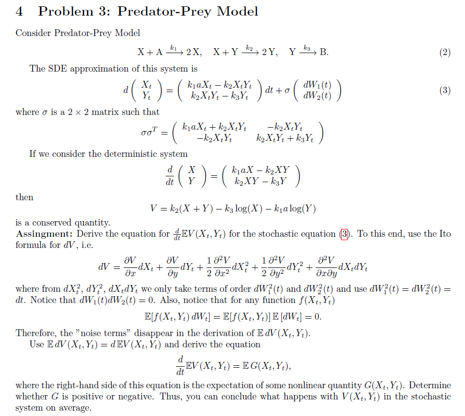 Solved 4 ﻿Problem 3: Predator-Prey ModelConsider | Chegg.com