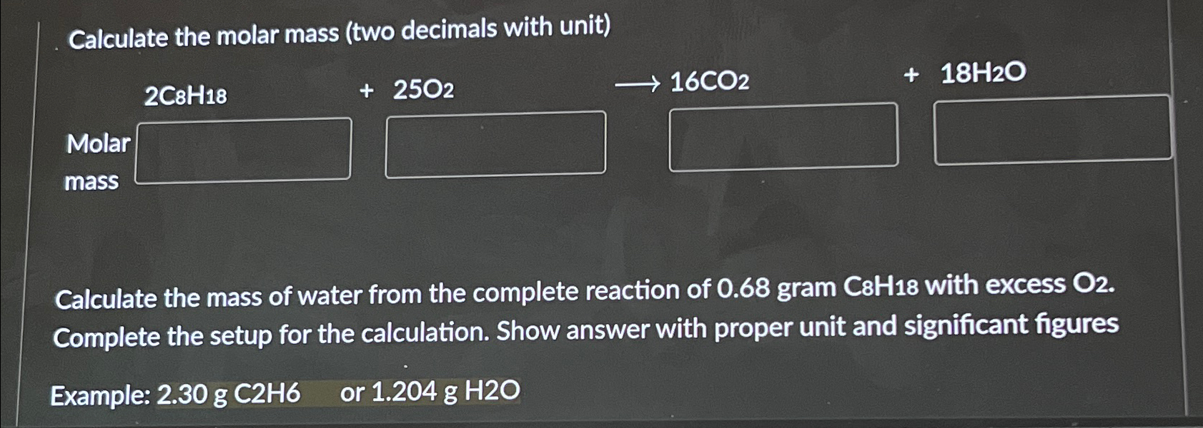 Solved Calculate the molar mass (two decimals with | Chegg.com