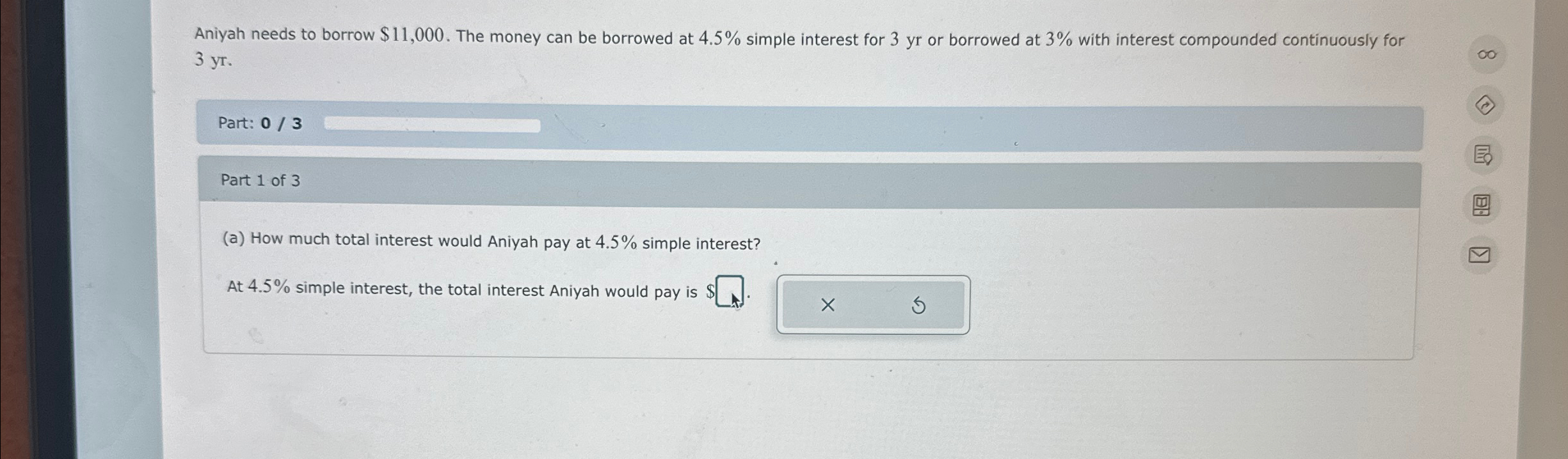 Solved Aniyah needs to borrow $11,000. ﻿The money can be | Chegg.com