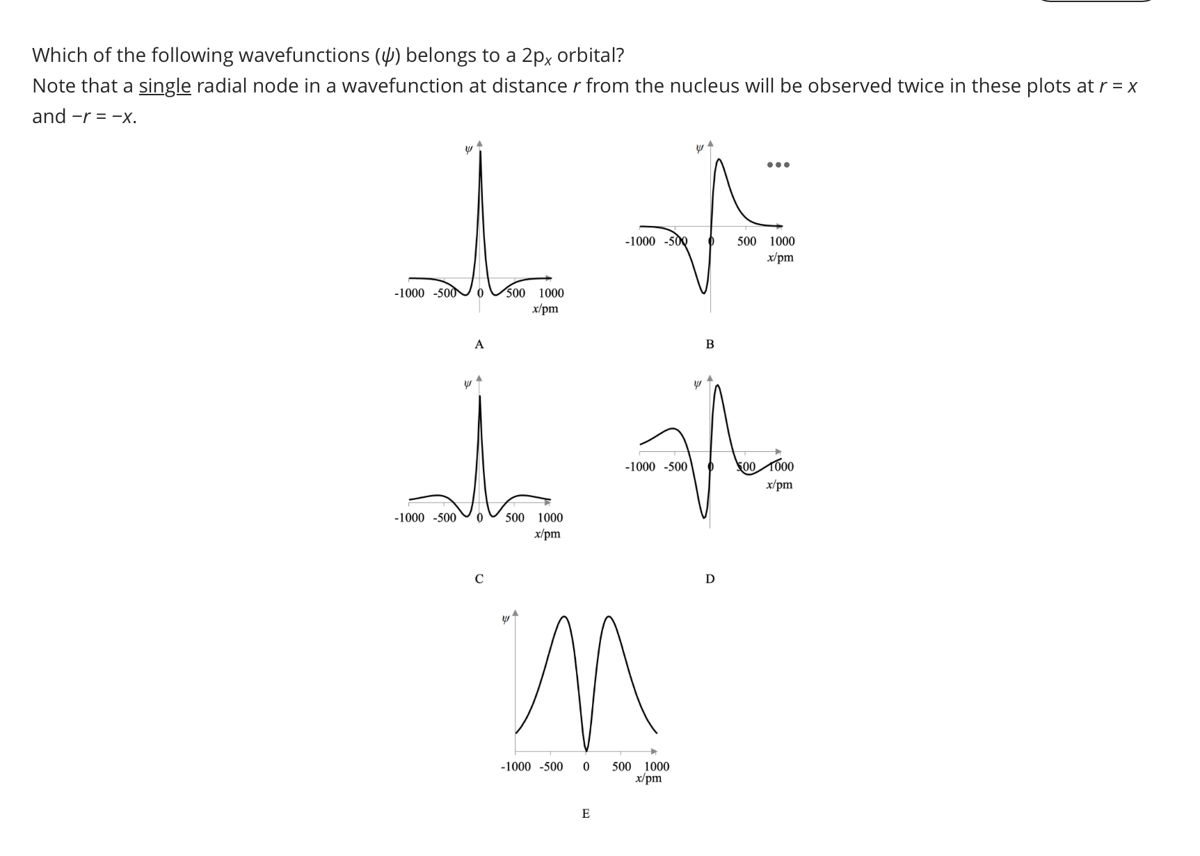 Solved by an EXPERT Which of ﻿the following wavefunctions (ψ) ﻿belongs | Chegg.com