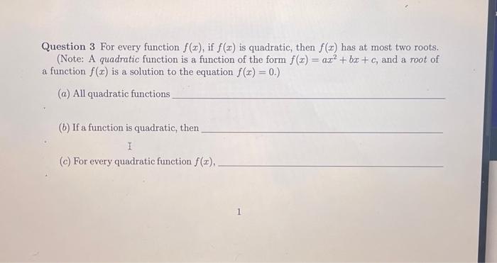 Solved For Questions 1-3, rewrite the given question or | Chegg.com