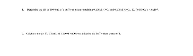 Solved Question 2 ﻿please Determine the pH ﻿of 100.0mL ﻿of | Chegg.com
