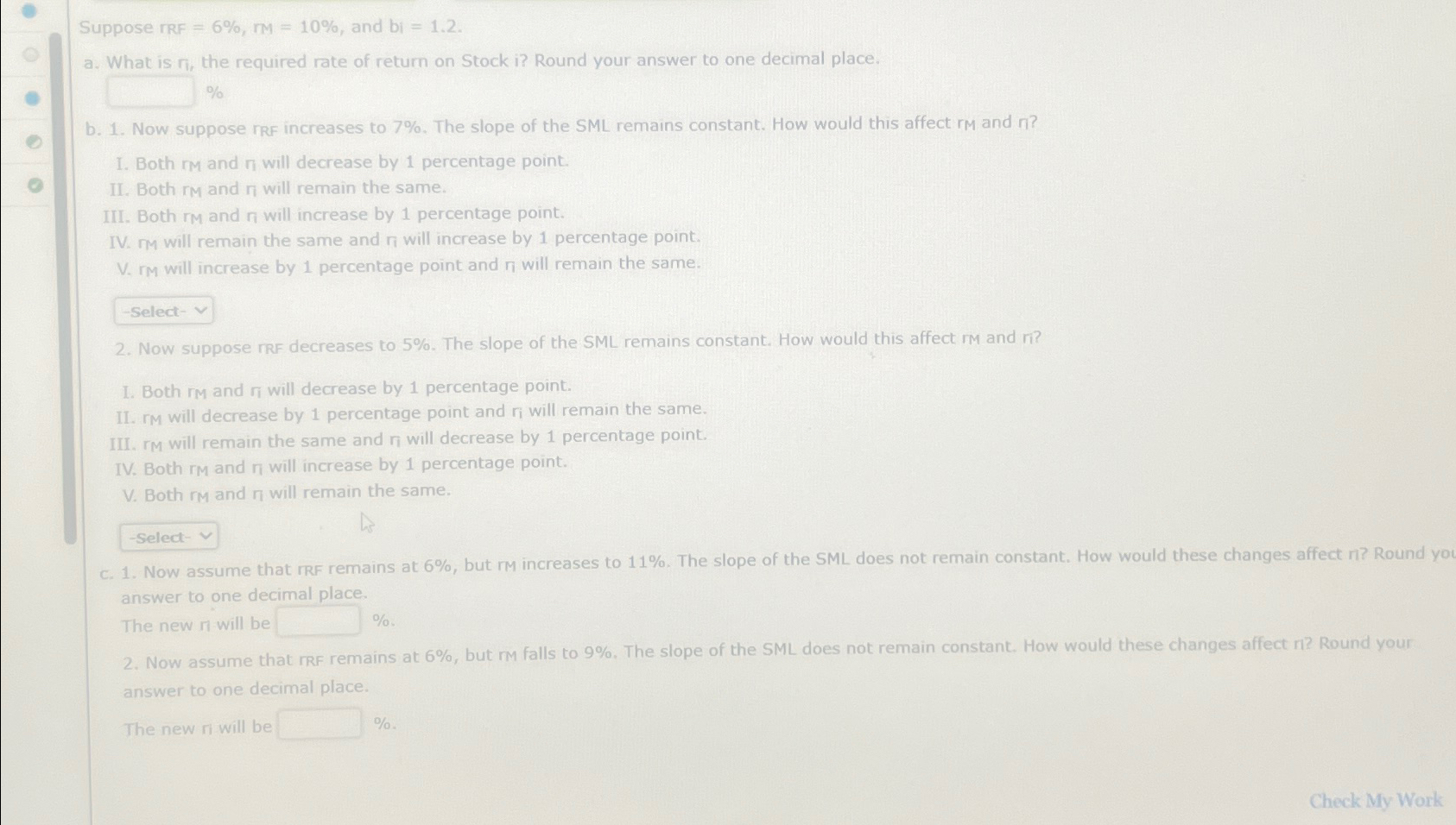 Solved Suppose rRF=6%,rm=10%, ﻿and bii=1.2.a. ﻿What is n, | Chegg.com