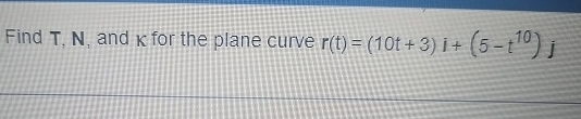 Solved Find T,N, ﻿and k ﻿for the plane curve | Chegg.com