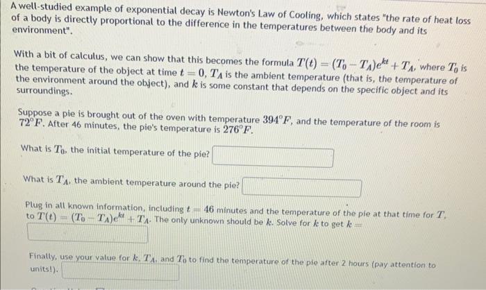 Solved A well-studied example of exponential decay is | Chegg.com