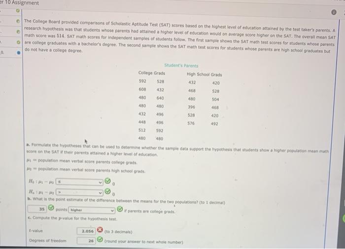 Solved er 10 Assignment - The College Board provided | Chegg.com