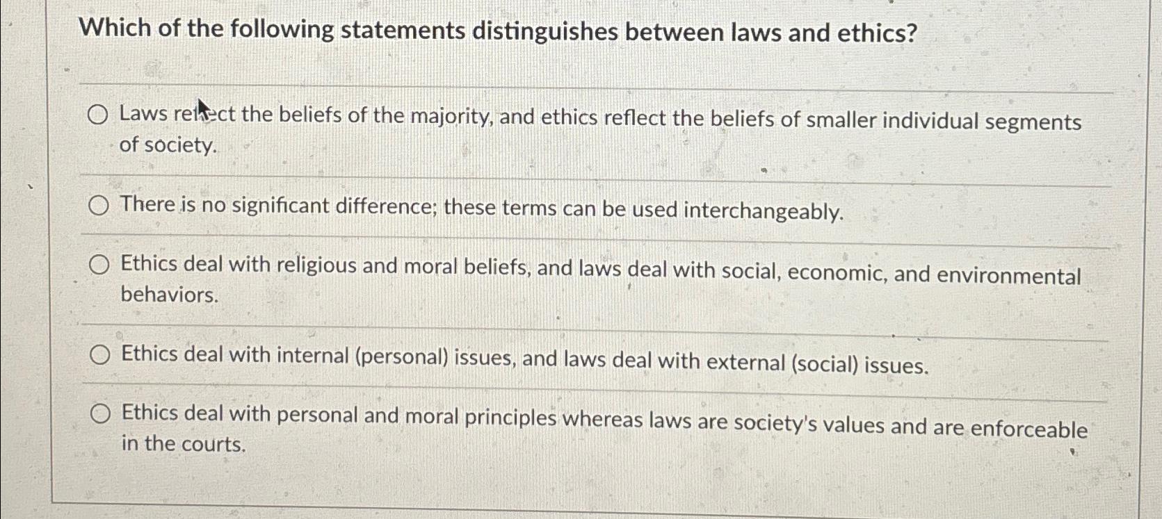 Solved Which of the following statements distinguishes | Chegg.com