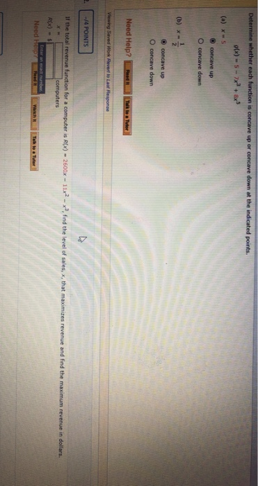 Solved Determine whether each function is concave up or | Chegg.com