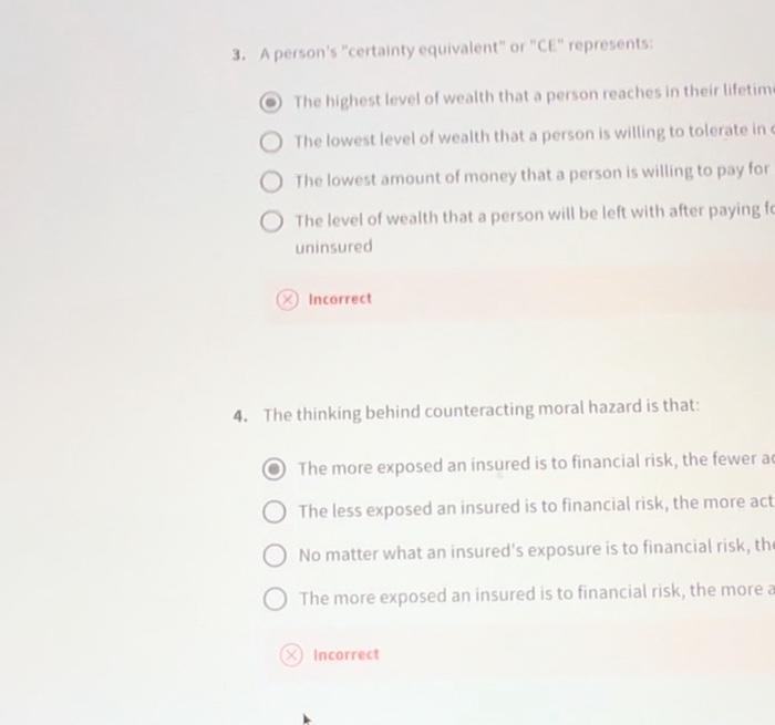 3. A person's "certainty equivalent" or "CE" | Chegg.com