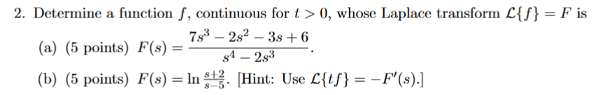 Solved Determine a function f, ﻿continuous for t>0, ﻿whose | Chegg.com