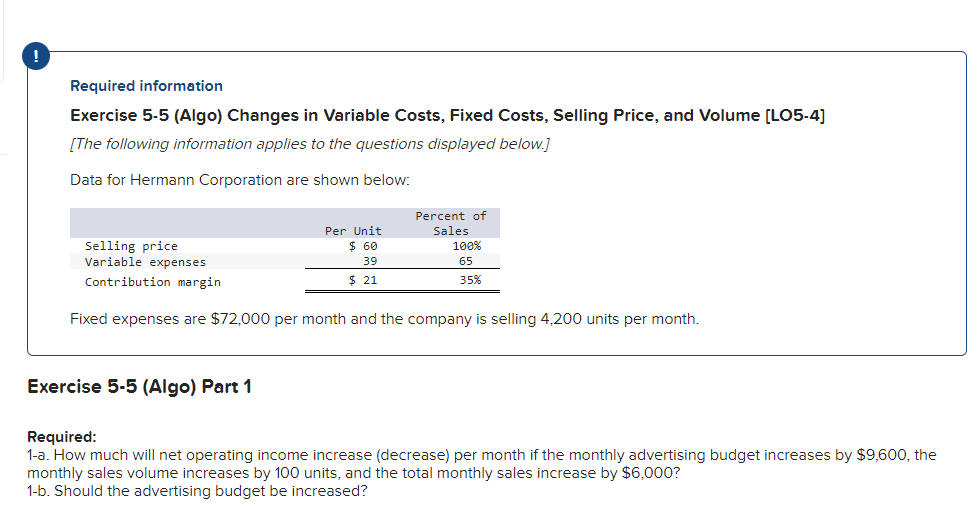 Solved 1-a. ﻿How much will net operating income increase | Chegg.com