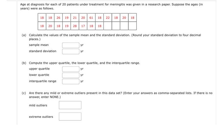 Solved Age at diagnosis for each of 20 patients under | Chegg.com