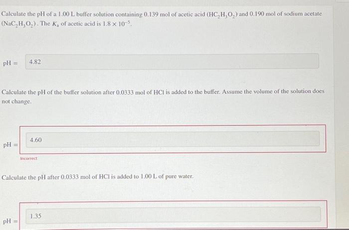 Solved Calculate the pH of a 1.00 L buffer solution | Chegg.com