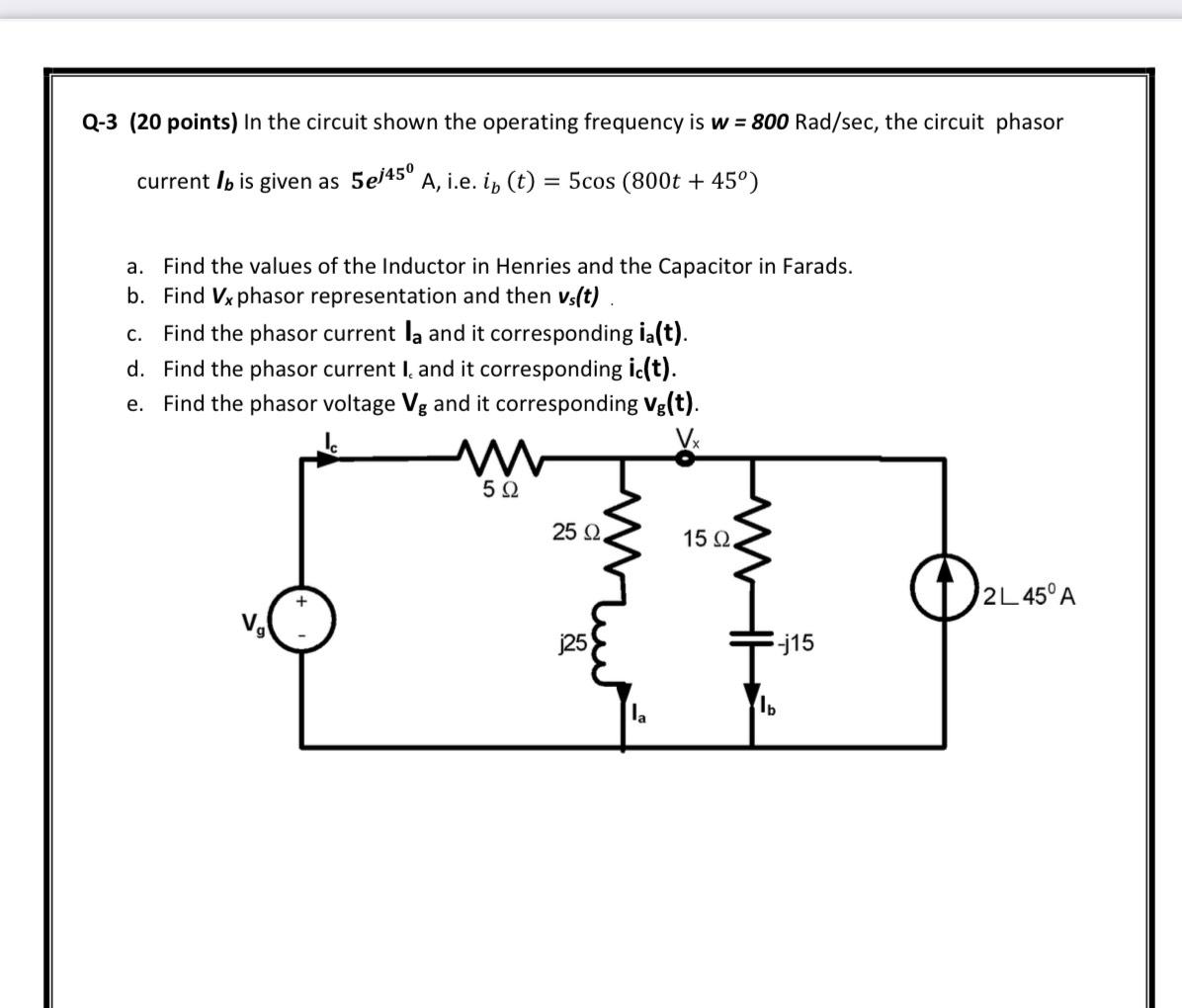 Solved Q-3 (20 ﻿points) ﻿In the circuit shown the operating | Chegg.com