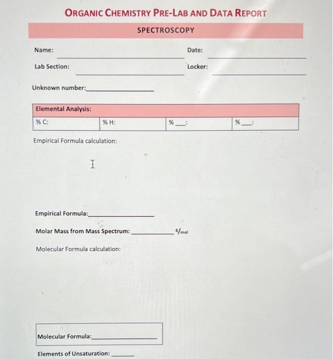 Solved ORgAnic Chemistry Pre-Lab And DAtA Report | Chegg.com