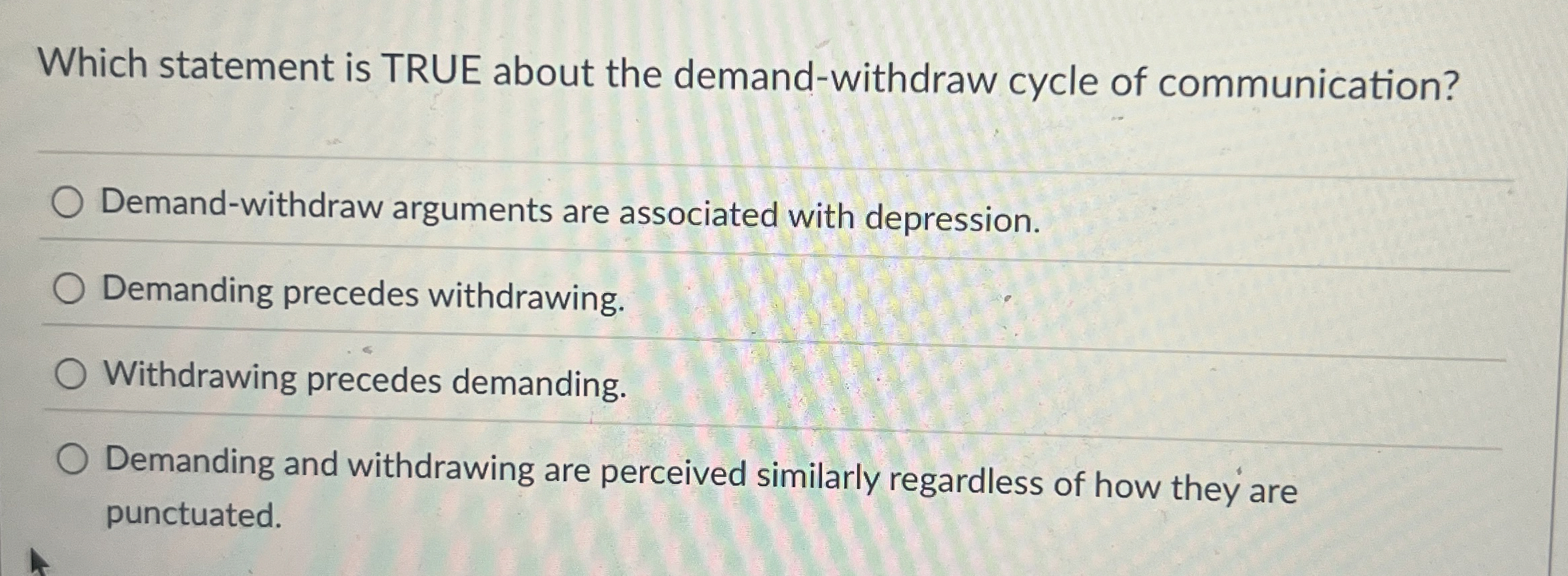 Solved Which statement is TRUE about the demand-withdraw | Chegg.com