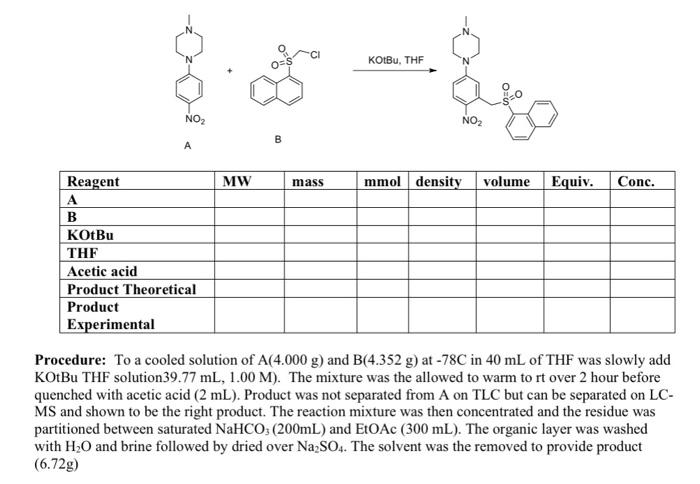 Solved KOtBu,THF Procedure: To a cooled solution of A(4.000 | Chegg.com