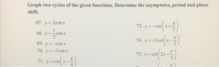 Solved Graph two cycles of the given functions. Determine | Chegg.com