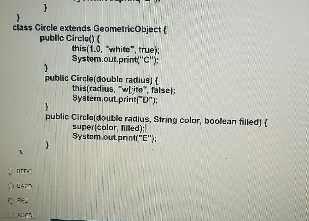 Solved Question 4 What Is The Output Of Running Class Test 9621