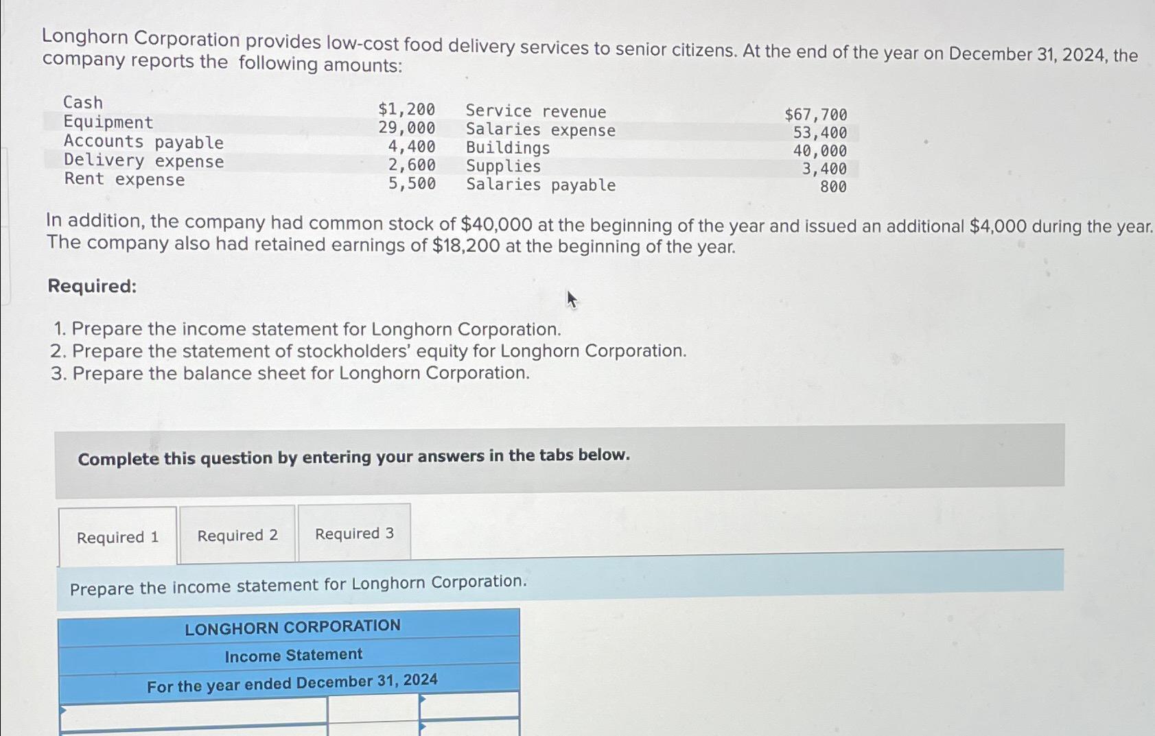 Solved Longhorn Corporation provides low-cost food delivery | Chegg.com
