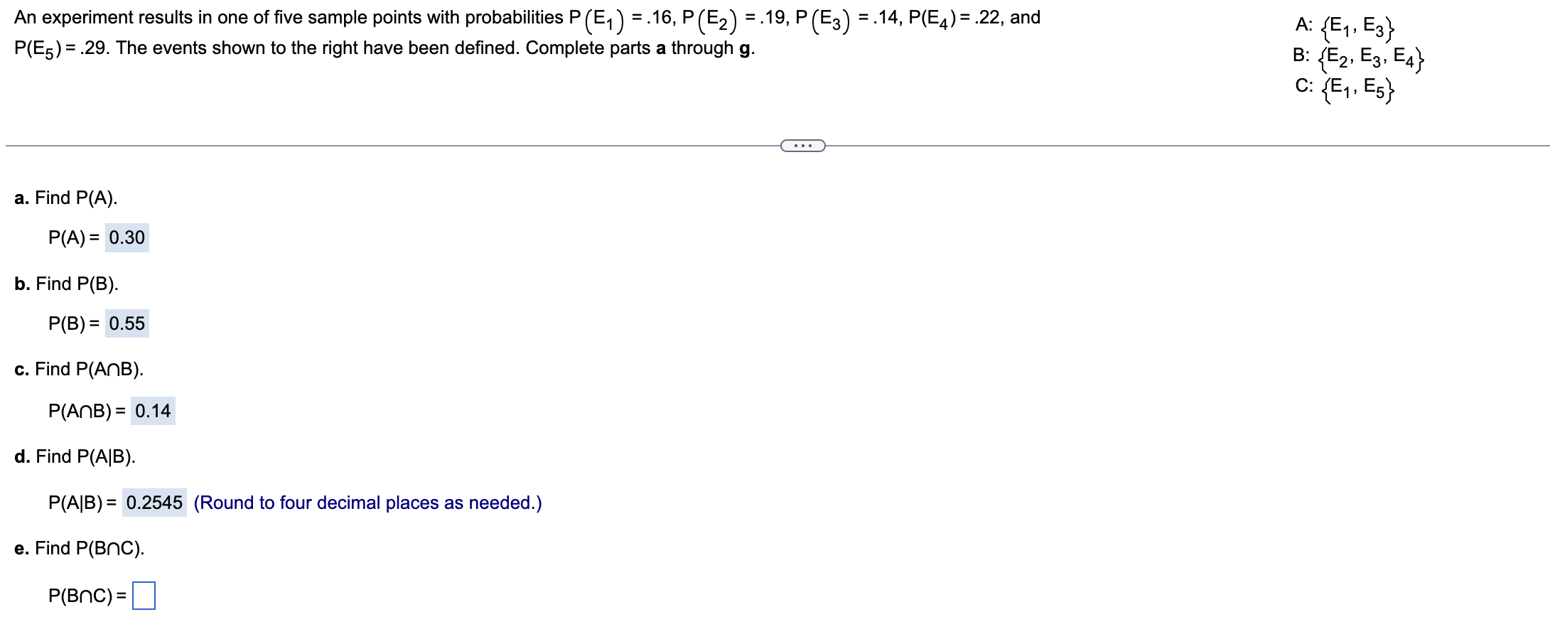 Solved An experiment results in one of five sample points | Chegg.com