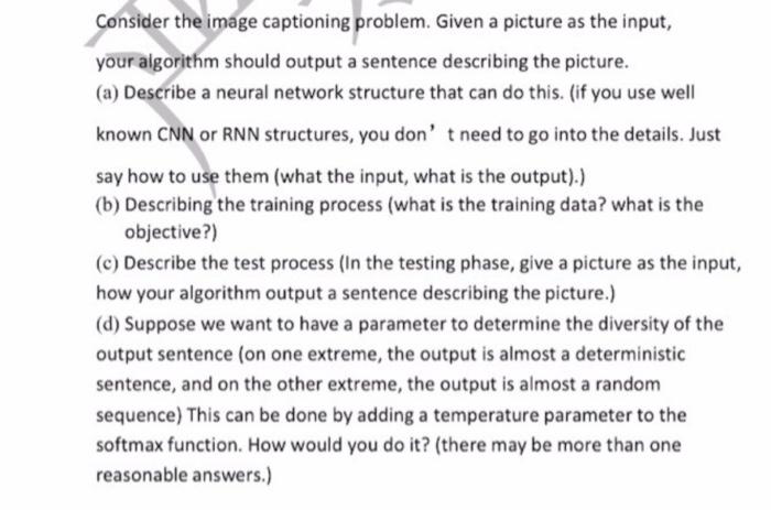Solved Consider the image captioning problem. Given a | Chegg.com
