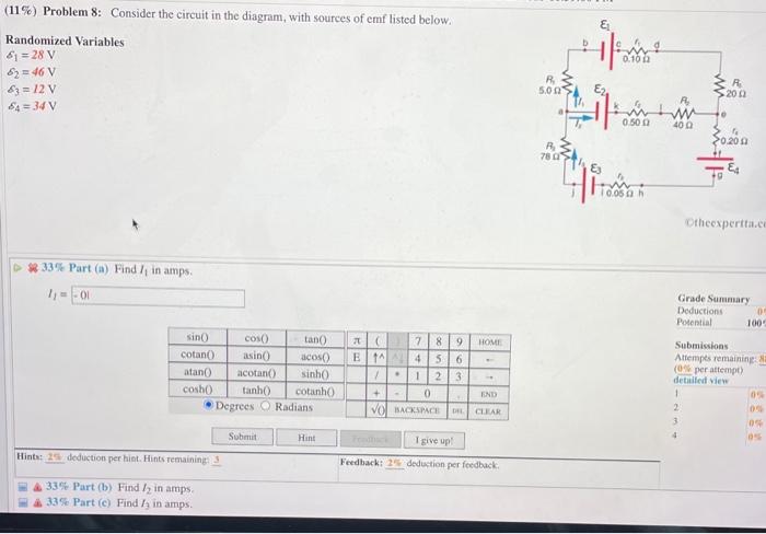 Solved (11\%) Problem 8: Consider the circuit in the | Chegg.com Solved (11\%) Problem 8: Consider the circuit in the | Chegg.com