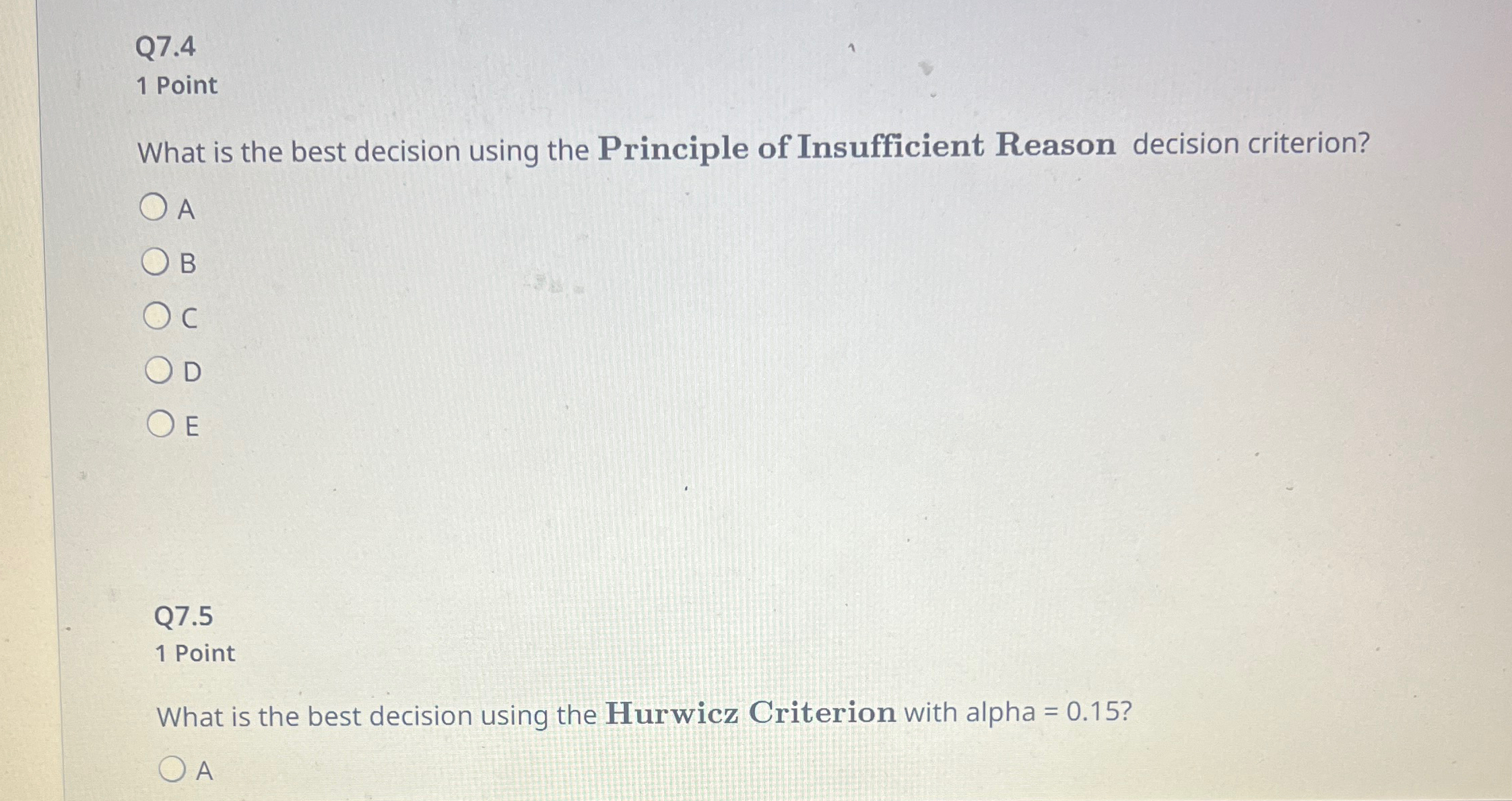 Solved Q7.41 ﻿PointWhat is the best decision using the | Chegg.com